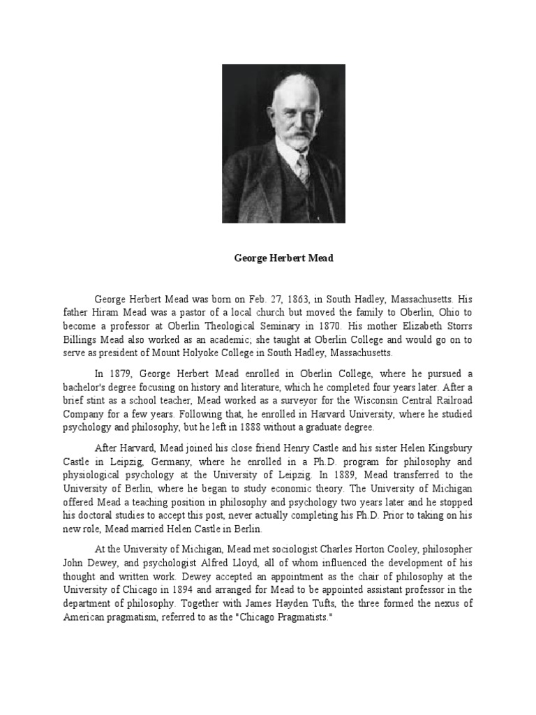 George Herbert Mead | PDF | Philosophical Theories | Epistemology