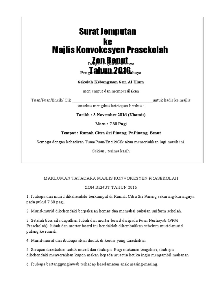 Vii. SURAT JEMPUTAN KE MAJLIS KONVOKESYEN | PDF