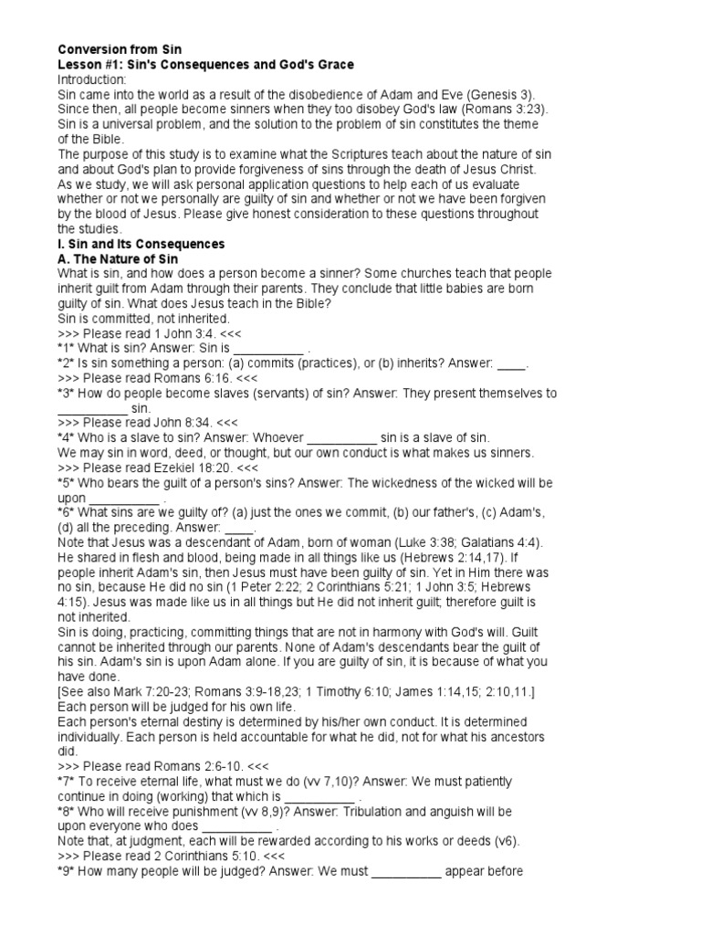 Conversion From Sin | PDF | Grace In Christianity | Salvation