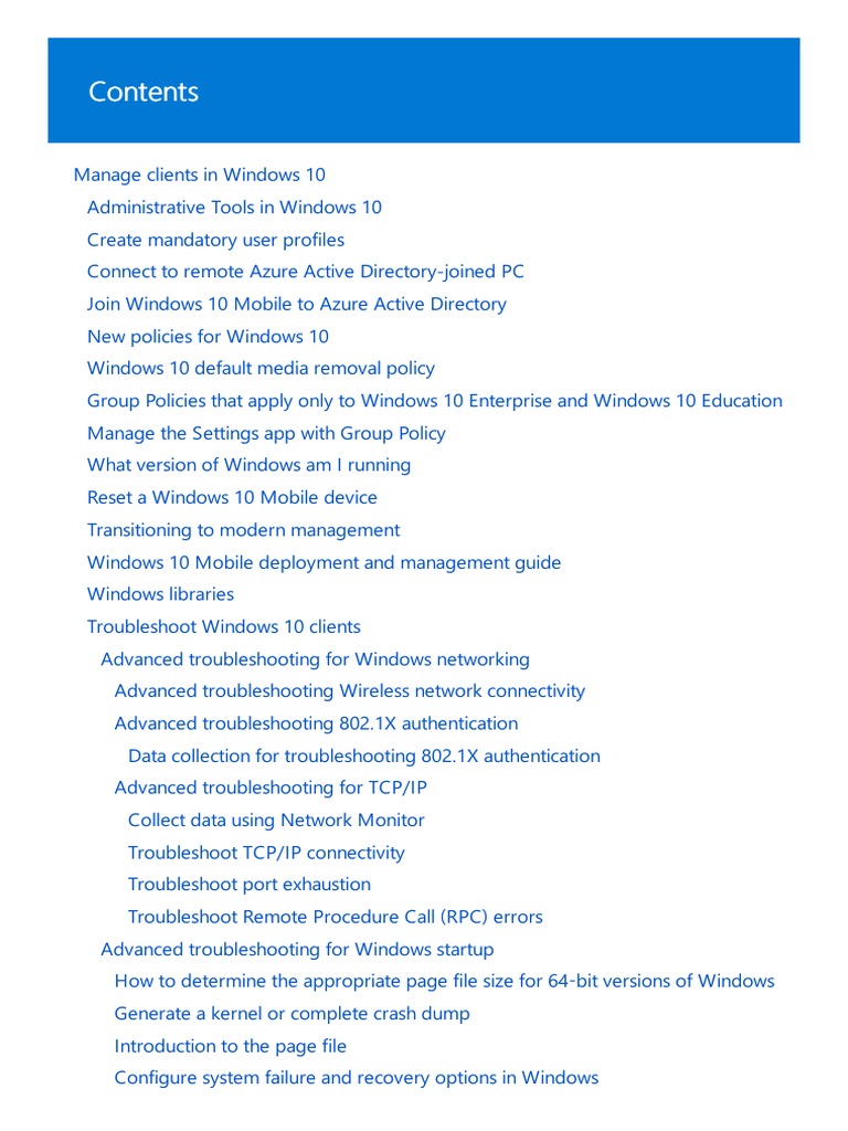 MS Ref - Windows 10 Clients Management | PDF | Remote Desktop Services ...
