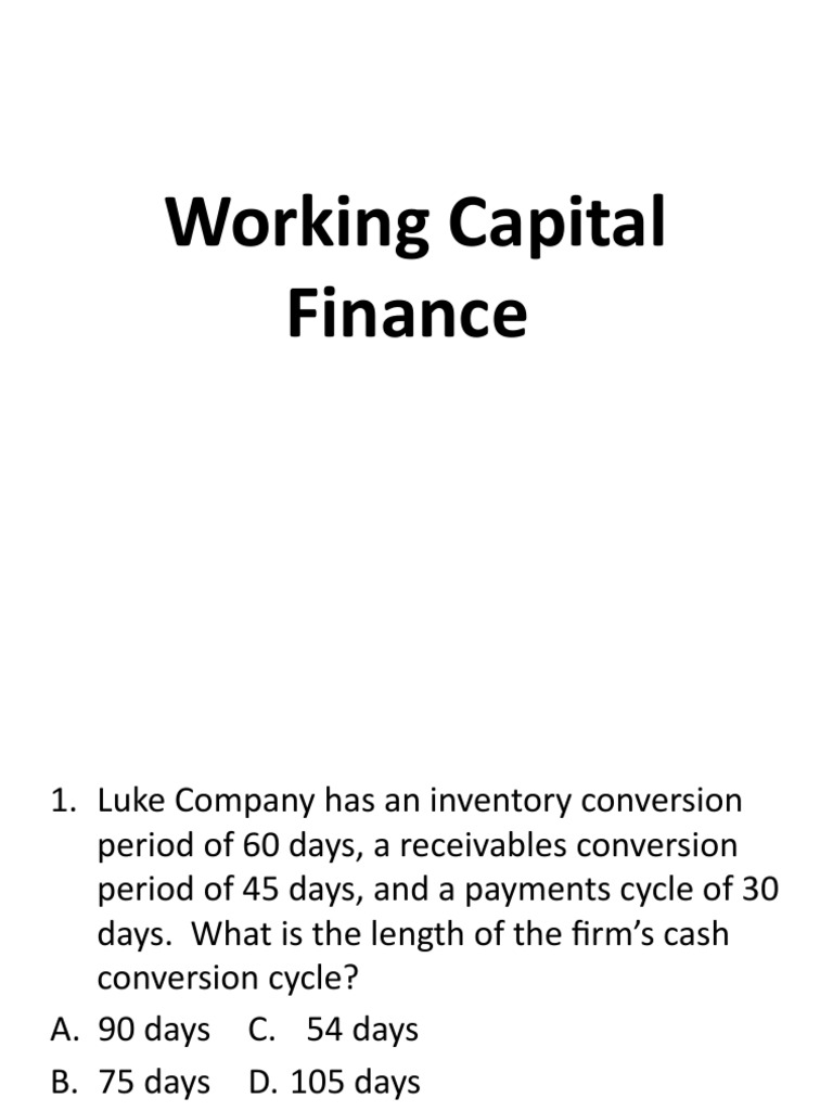 Working Capital Finance | PDF | Interest | Inventory