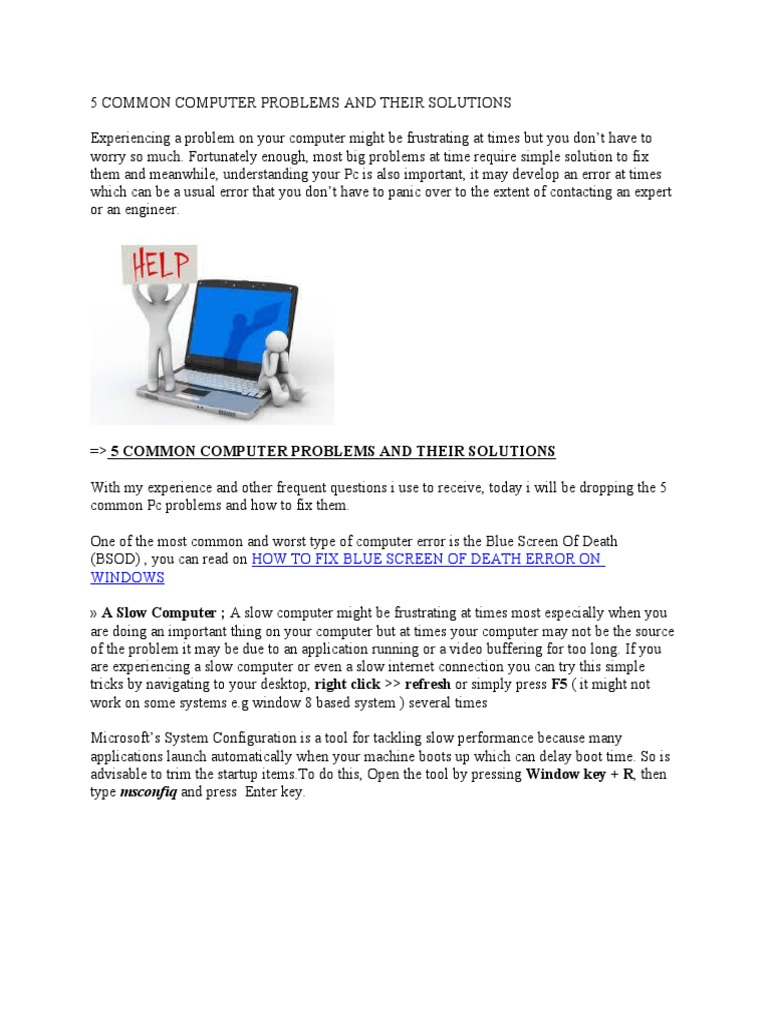 5 Common Computer Problems and Their Sol | PDF | Computer Virus ...