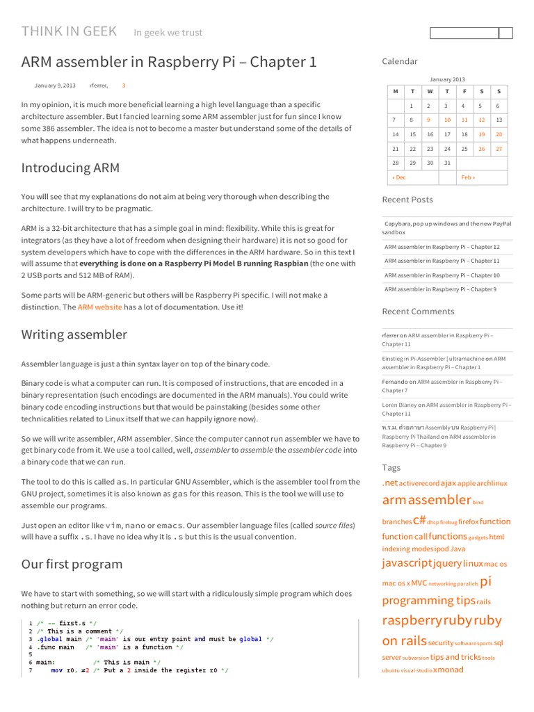 ARM Assembler RaspberryPi | Download Free PDF | Assembly Language | Arm Architecture