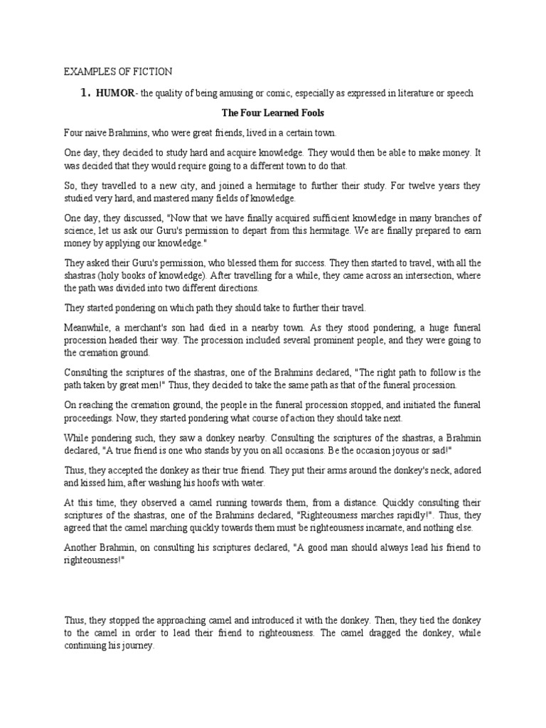 Examples of Fictional Stories | PDF | The Giver | Aesop