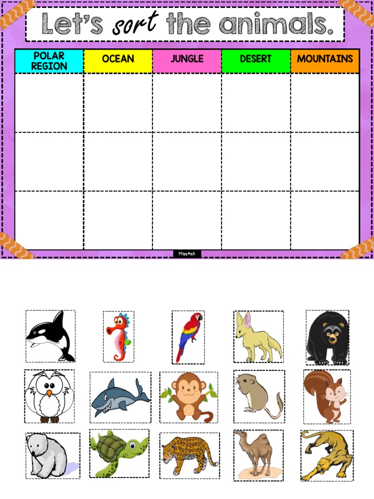 Animal-Habitat Sorting Mat PDF | PDF
