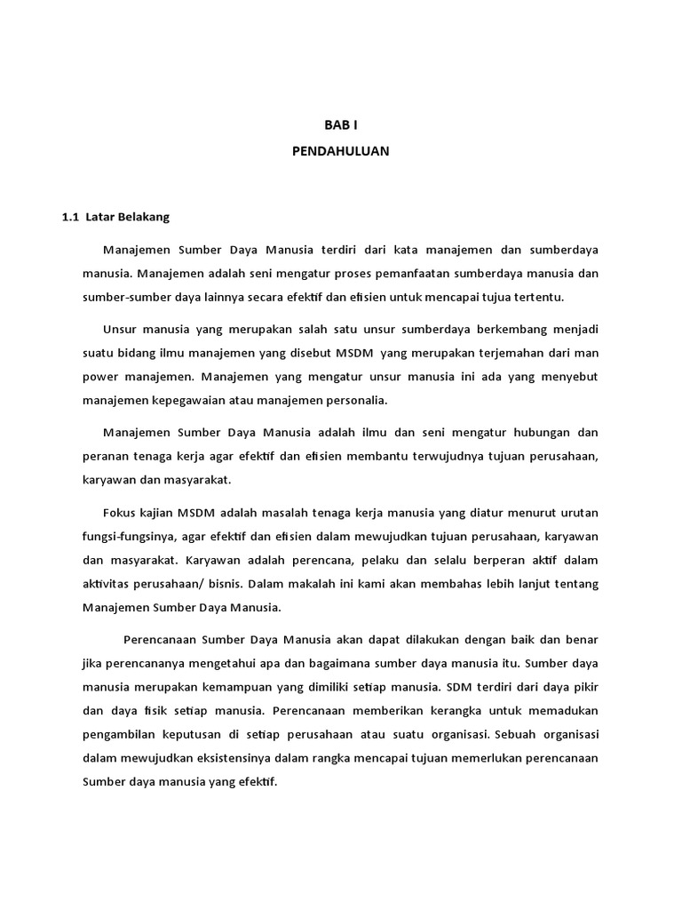 Makalah Manajemen SDM & Perencanaan SDM Selesaii | PDF