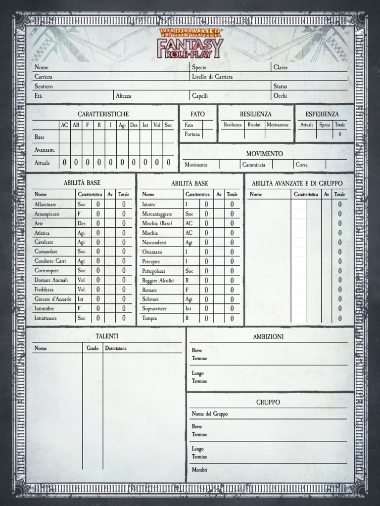 Scheda PG Editabile | PDF