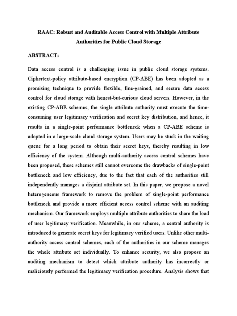 RAAC Robust and Auditable Access Control With Multiple Attribute Authorities For Public Cloud ...