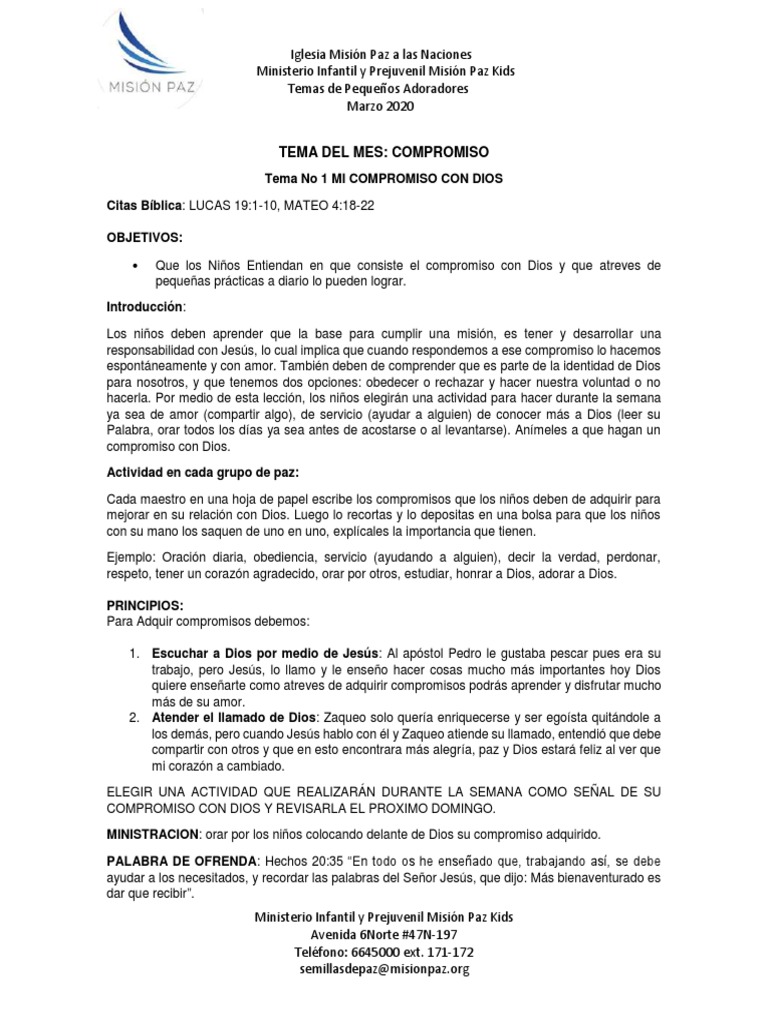 Temas Del Mes de Marzo 2020 Mi Compromiso Con Dios - Docx Completo ...