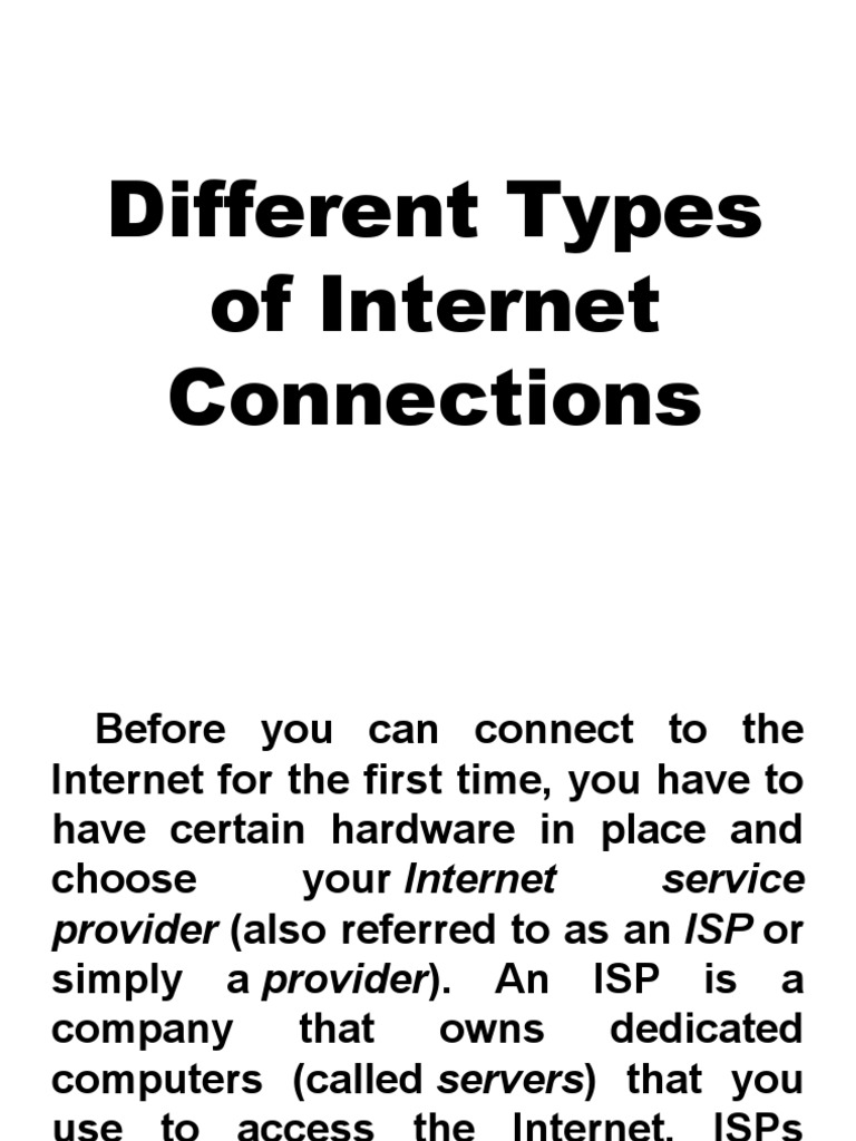 Types Of Internet Connections Types Of Internet Connections
