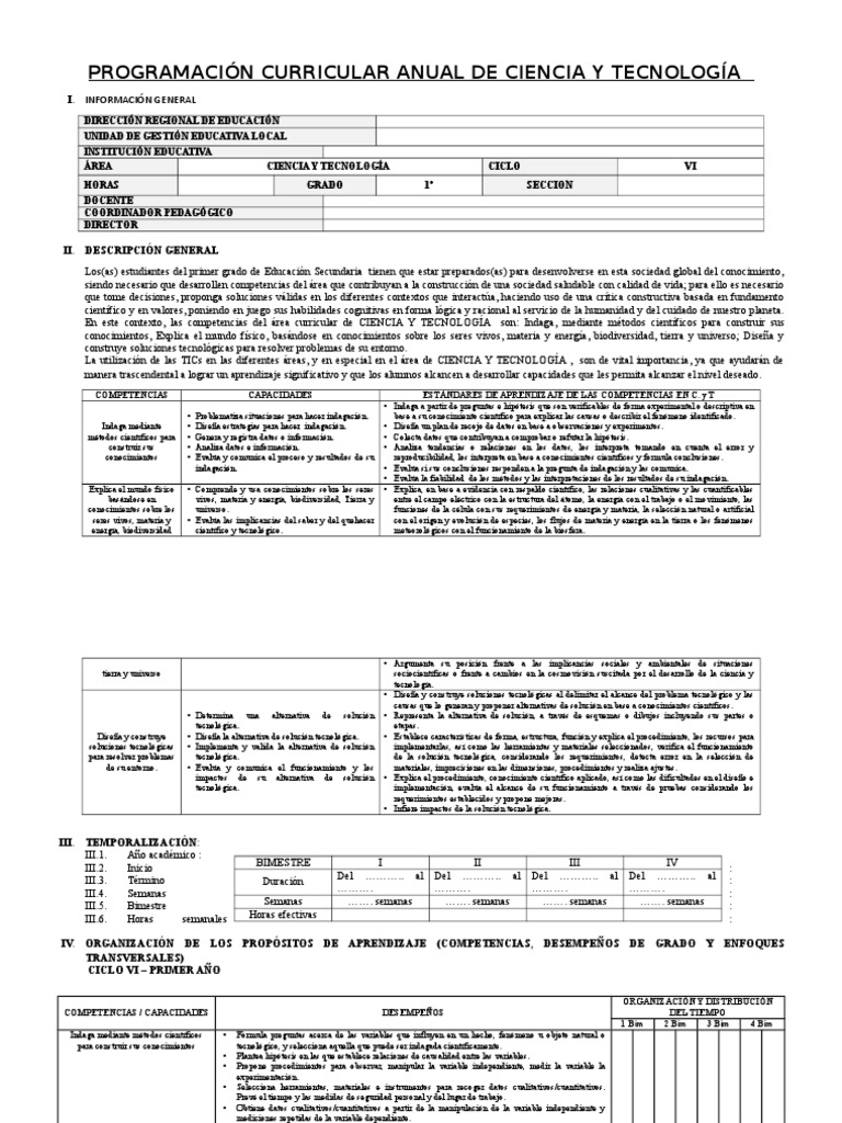 1ro Programacion Anual CTA | PDF | Evaluación | Importar