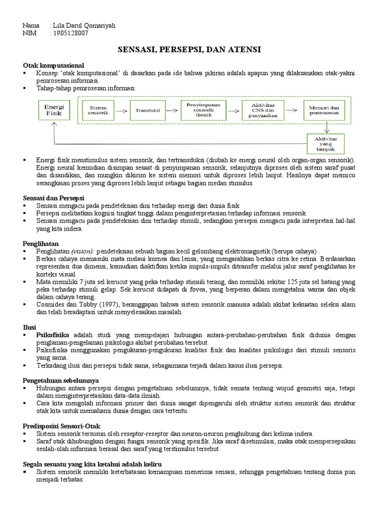 BAB 2 SENSASI, PERSEPSI, DAN ATENSI New | PDF | Sains & Matematika