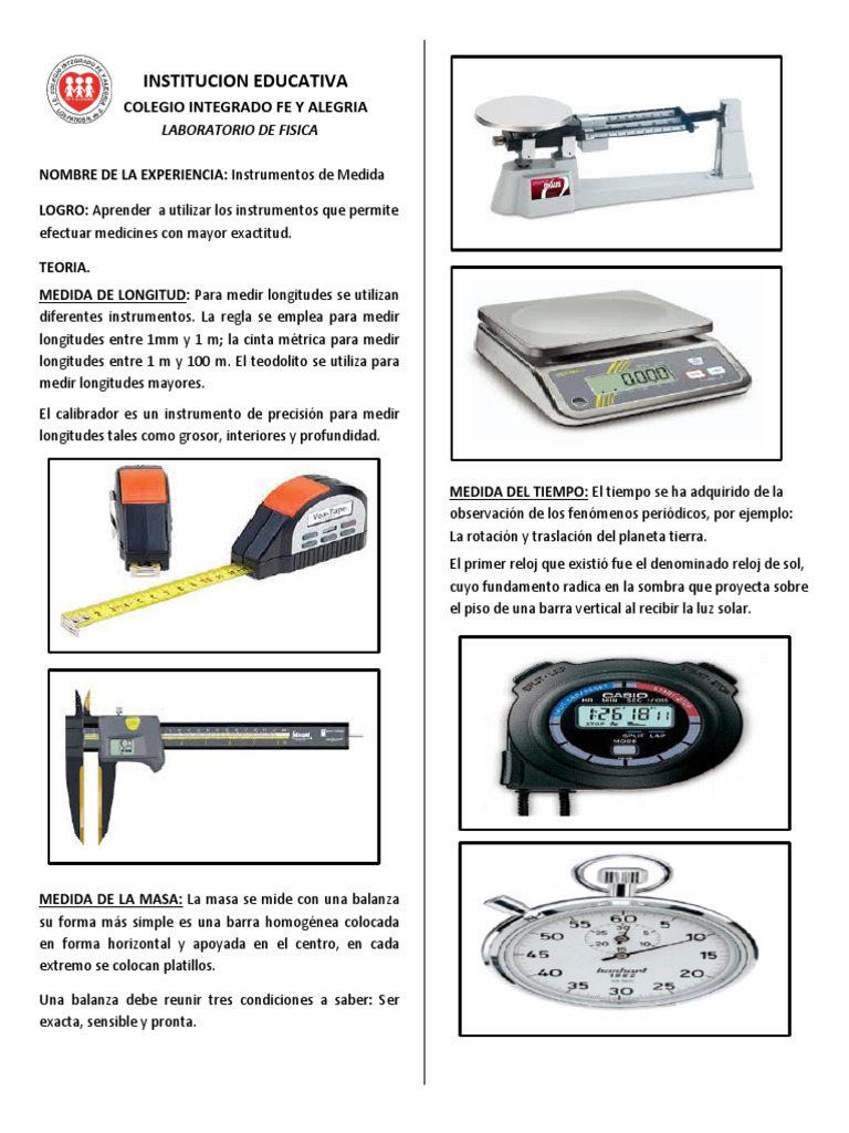 Laboratorio Fisica Guia No. 1 | PDF | Balanza | Reloj
