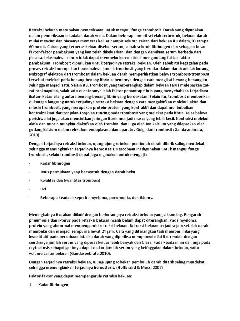 Pemeriksaan Retraksi Bekuan Darah | PDF | Sains & Matematika