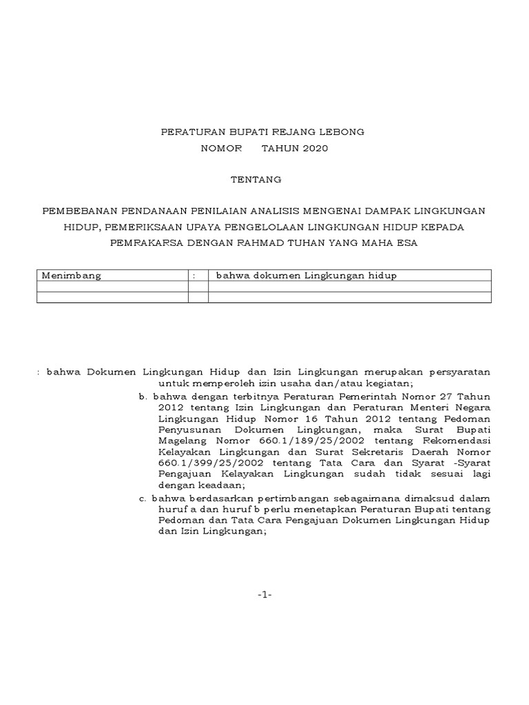 Contoh Perbup Ukl Upl | PDF