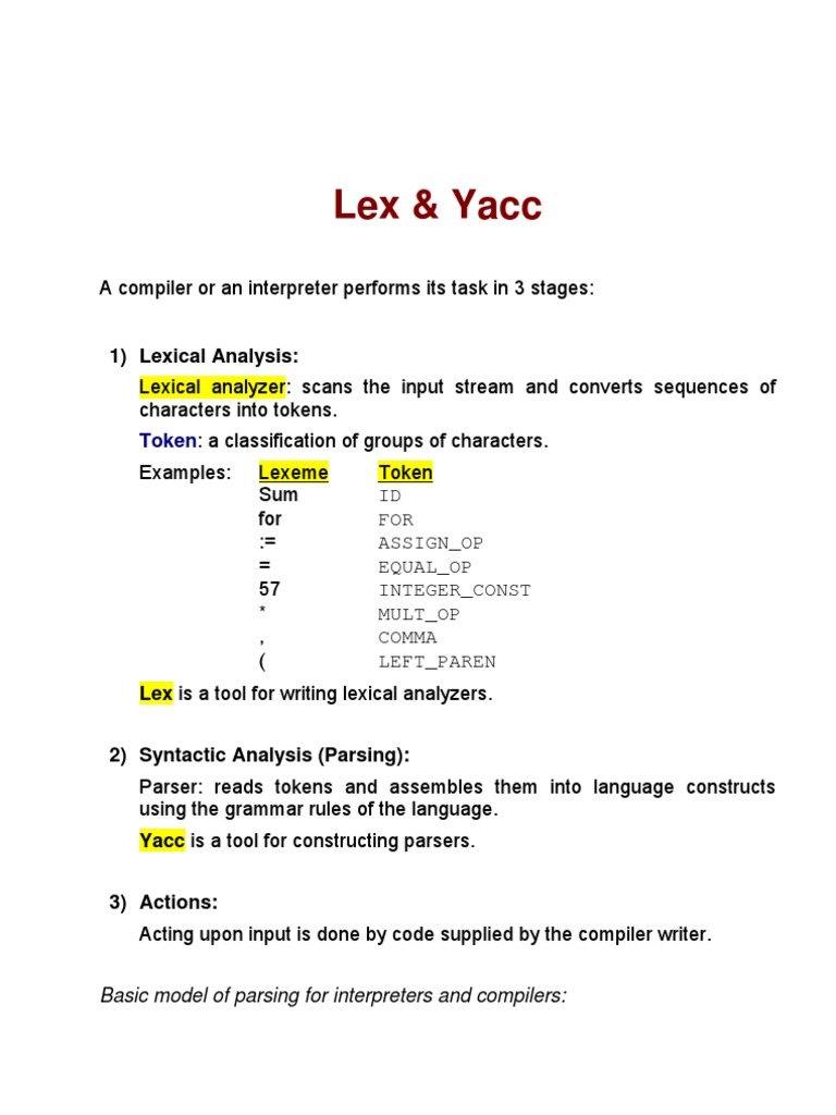 Lex-Yacc For Exam | PDF | Parsing | Metalogic