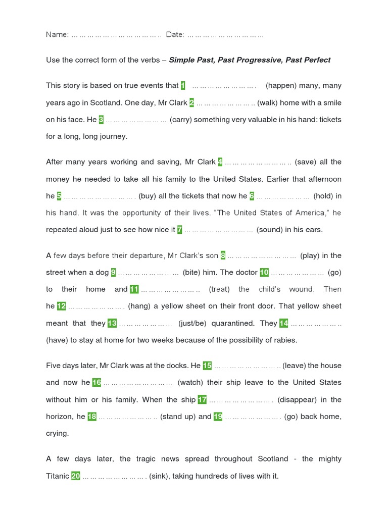 Simple Past Past Progressive Past Perfect | PDF