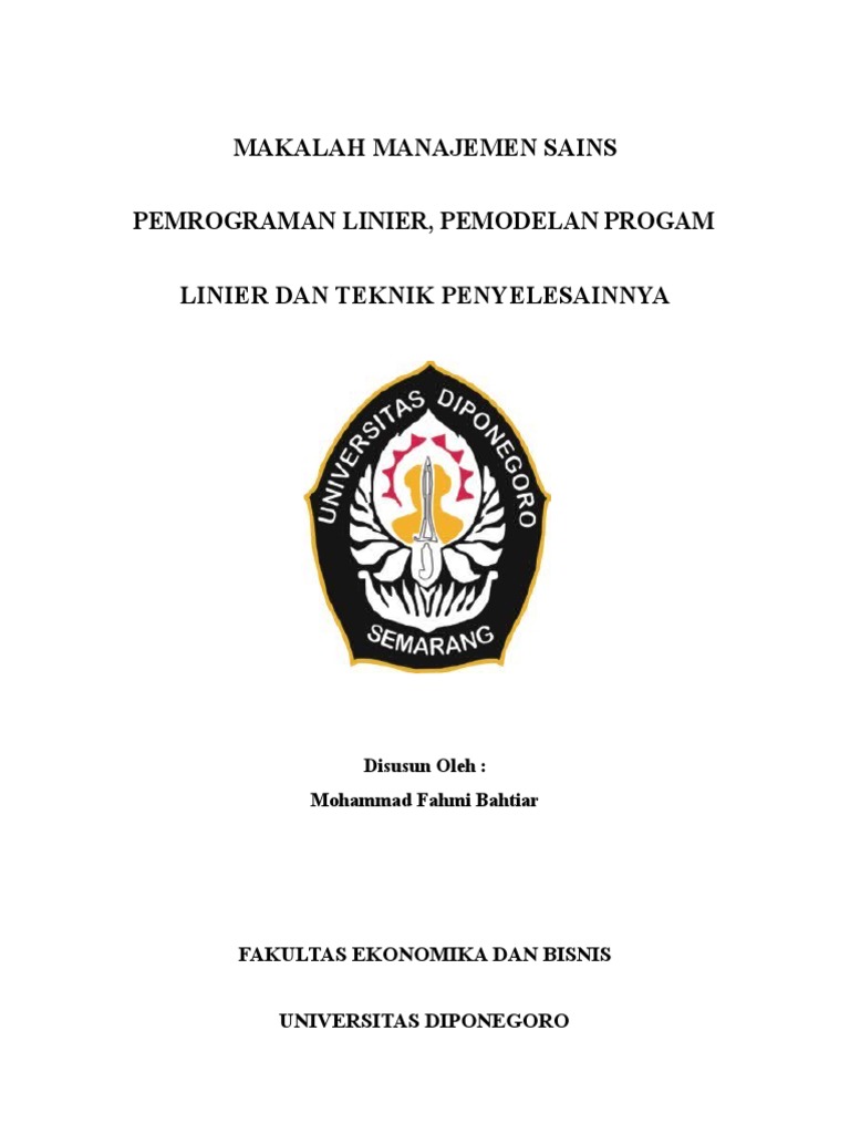 MAKALAH PEMROGRAMAN LINIER fAHMI | PDF