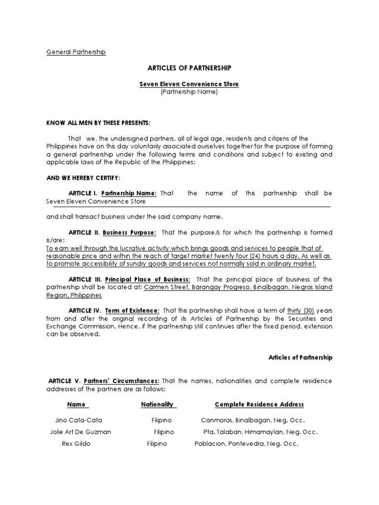 Articles of Partnership | PDF | Government | Economies