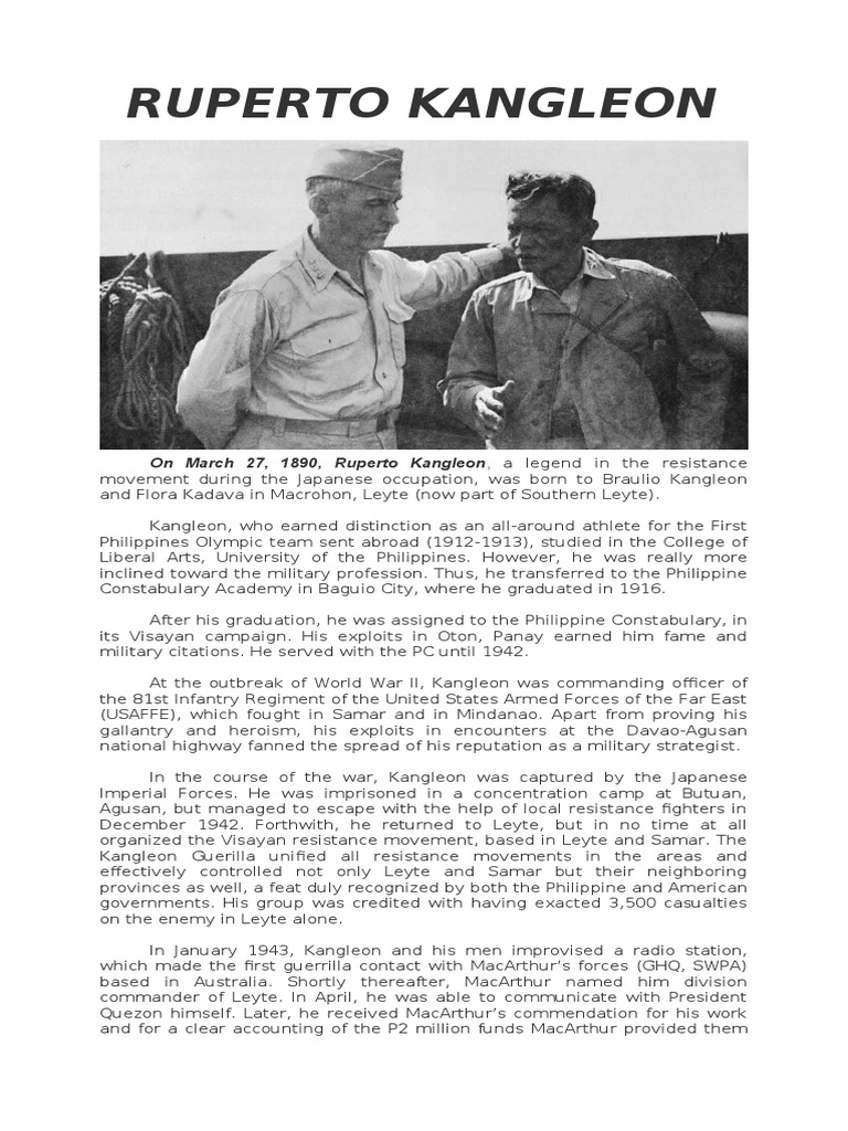 Ruperto Kangleon | PDF | Douglas Mac Arthur | Military
