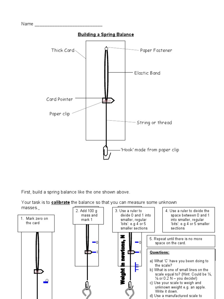 Build A Spring Balance | PDF | Weighing Scale | Weight