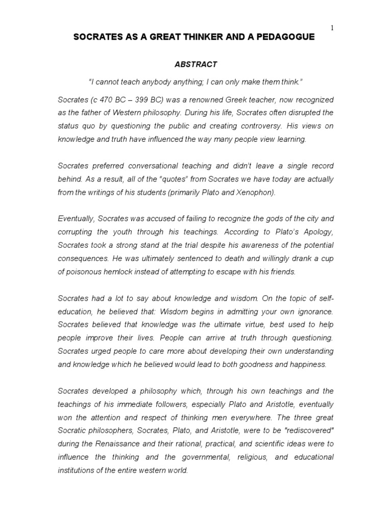 Socrates: Philosophy & Education | PDF | Socrates | Knowledge
