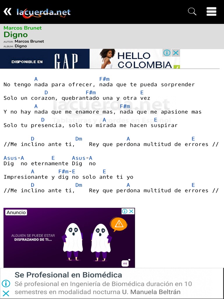 Marcos Brunet, Digno Letra y Acordes | PDF