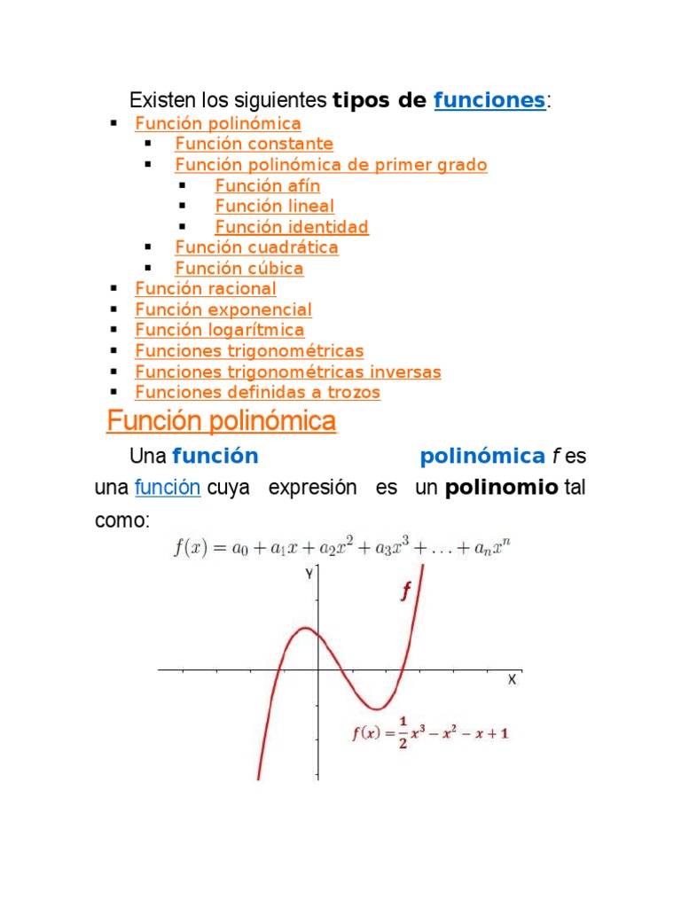 Tipos de funciones matemáticas explicadas | PDF | Función (Matemáticas ...