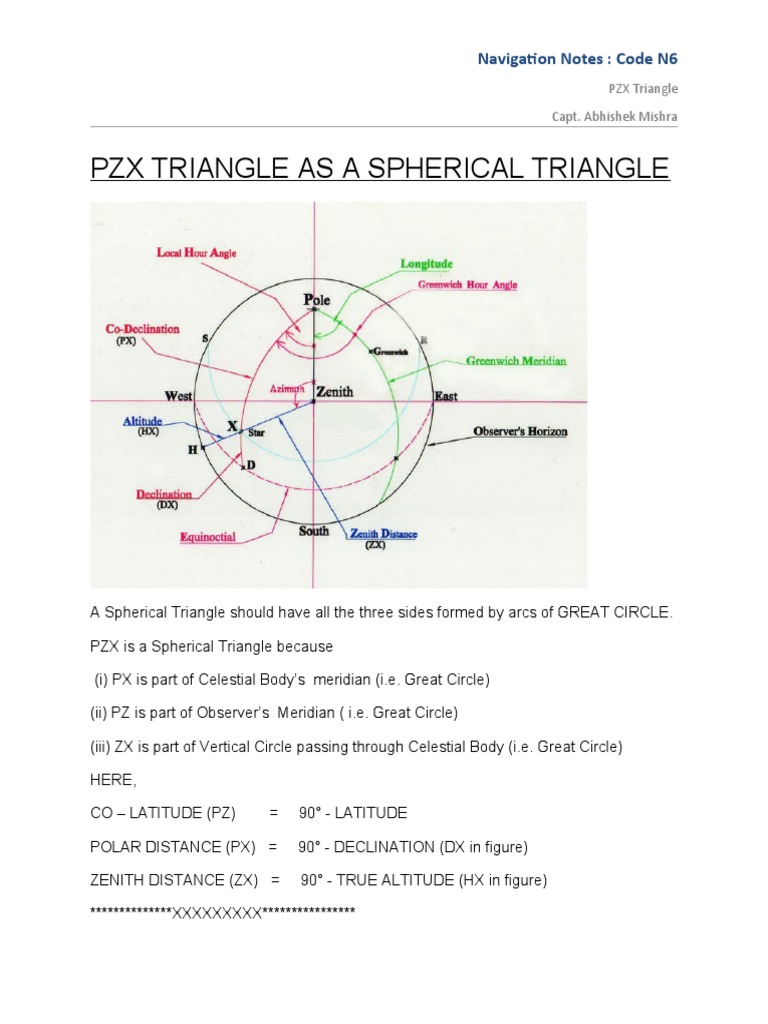 PZX Triangle in Celestial Navigation | PDF