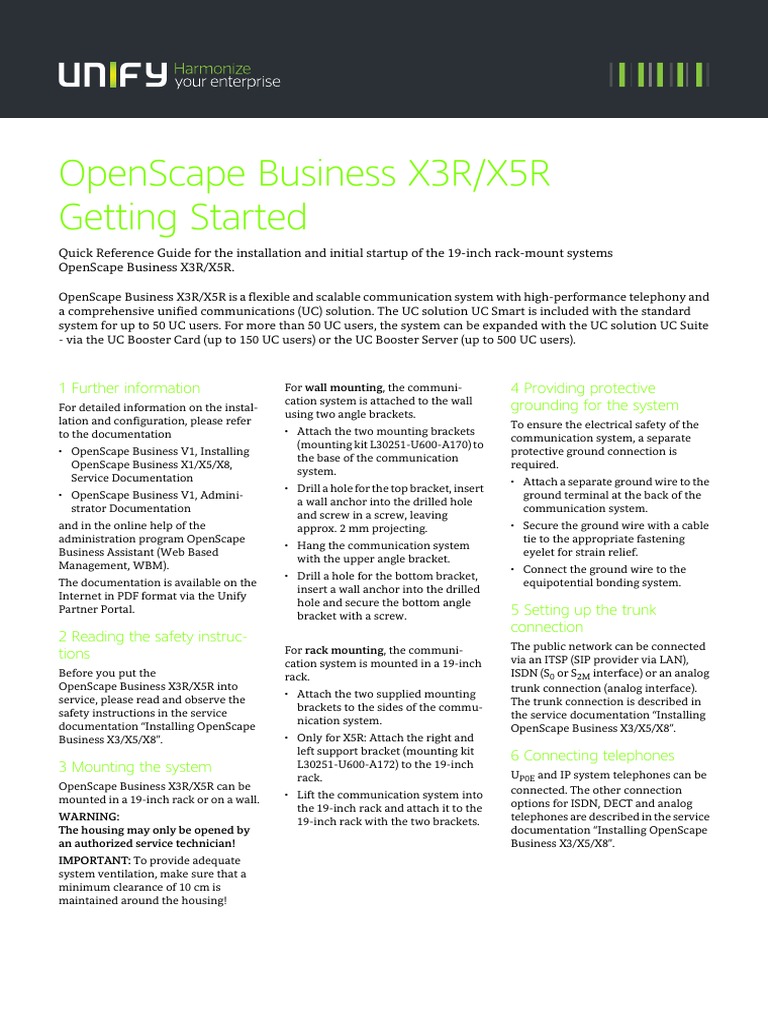 OpenScape Business V1, OpenScape Business X3R - X5R, Getting Started ...