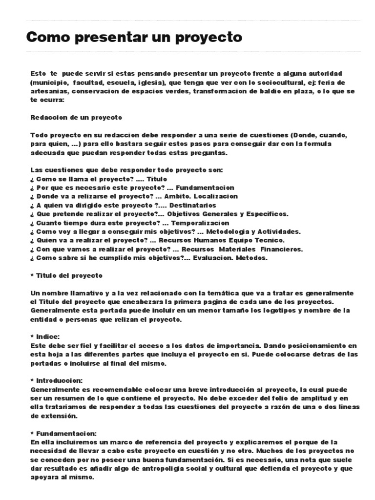 Como Presentar Un Proyecto | PDF | Evaluación | Science