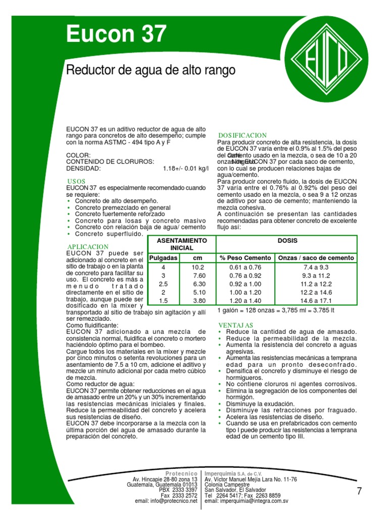 Eucon 37 | PDF | Hormigón | Material compuesto