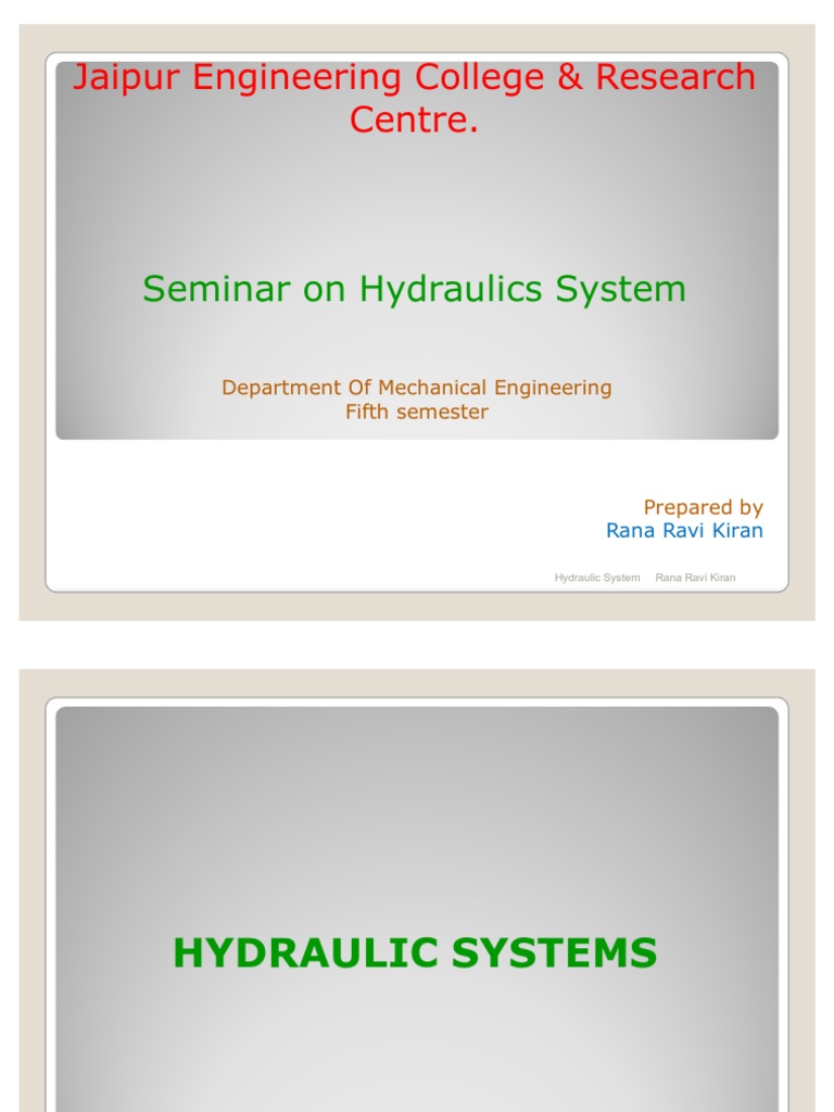 Seminar-Report On Hydraulics | Download Free PDF | Pump | Valve