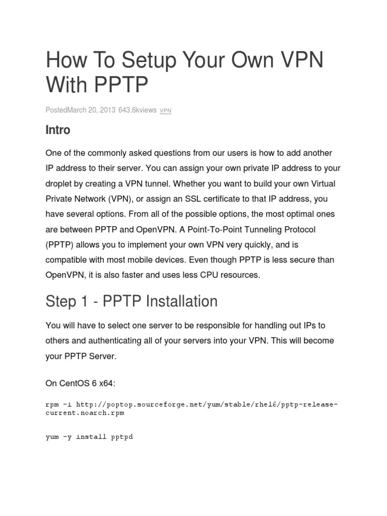 How To Setup Your Own VPN With PPTP | PDF | Virtual Private Network | Computer Standards