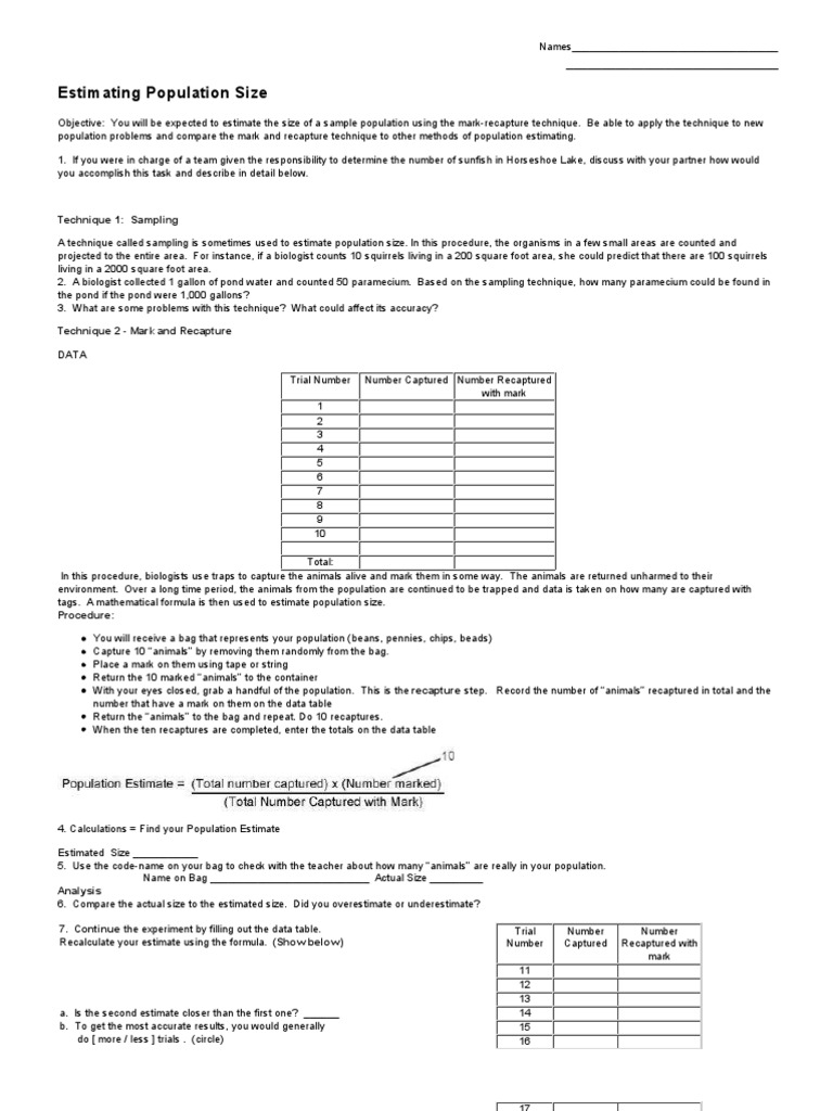 Mark Recapture Lab Applied Mathematics Scientific Method Free 30 Day Trial Scribd