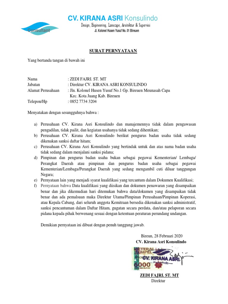 Surat Pernyataan PDF | PDF