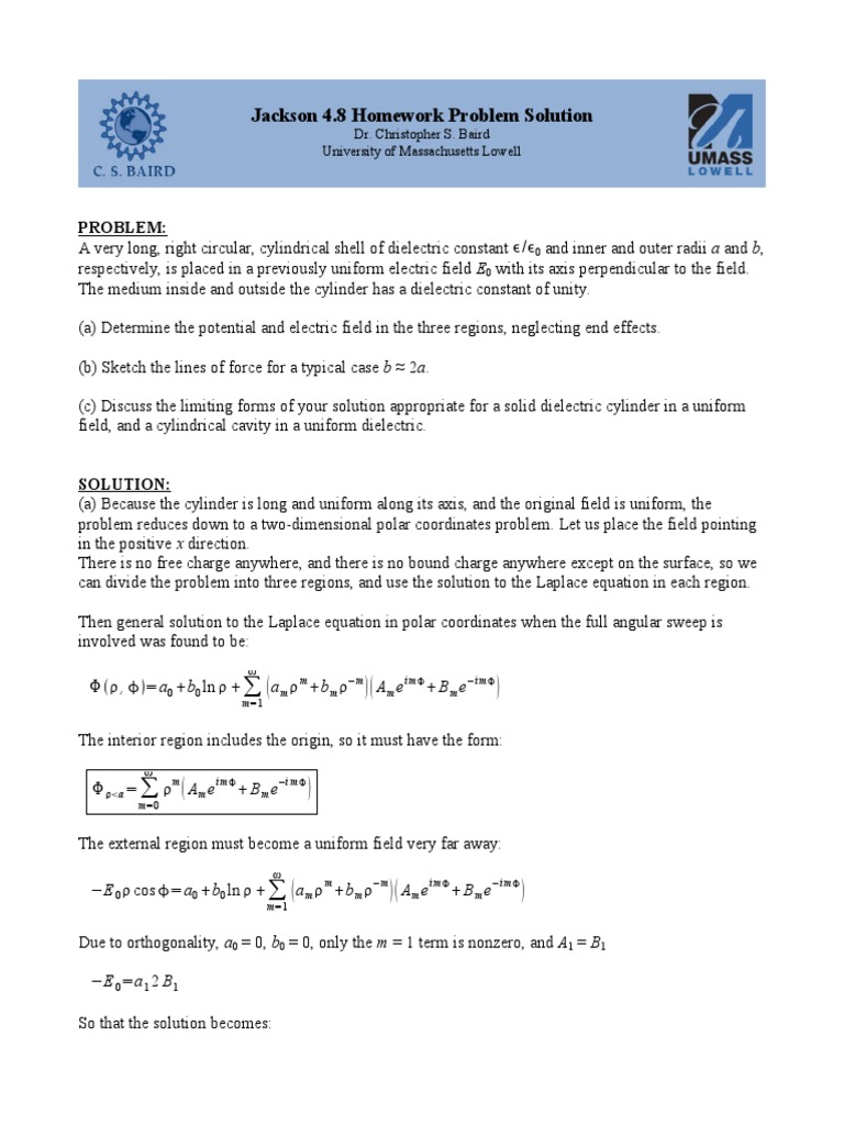 Jackson 4 8 Homework Solution PDF | PDF | Dielectric | Mathematical Analysis