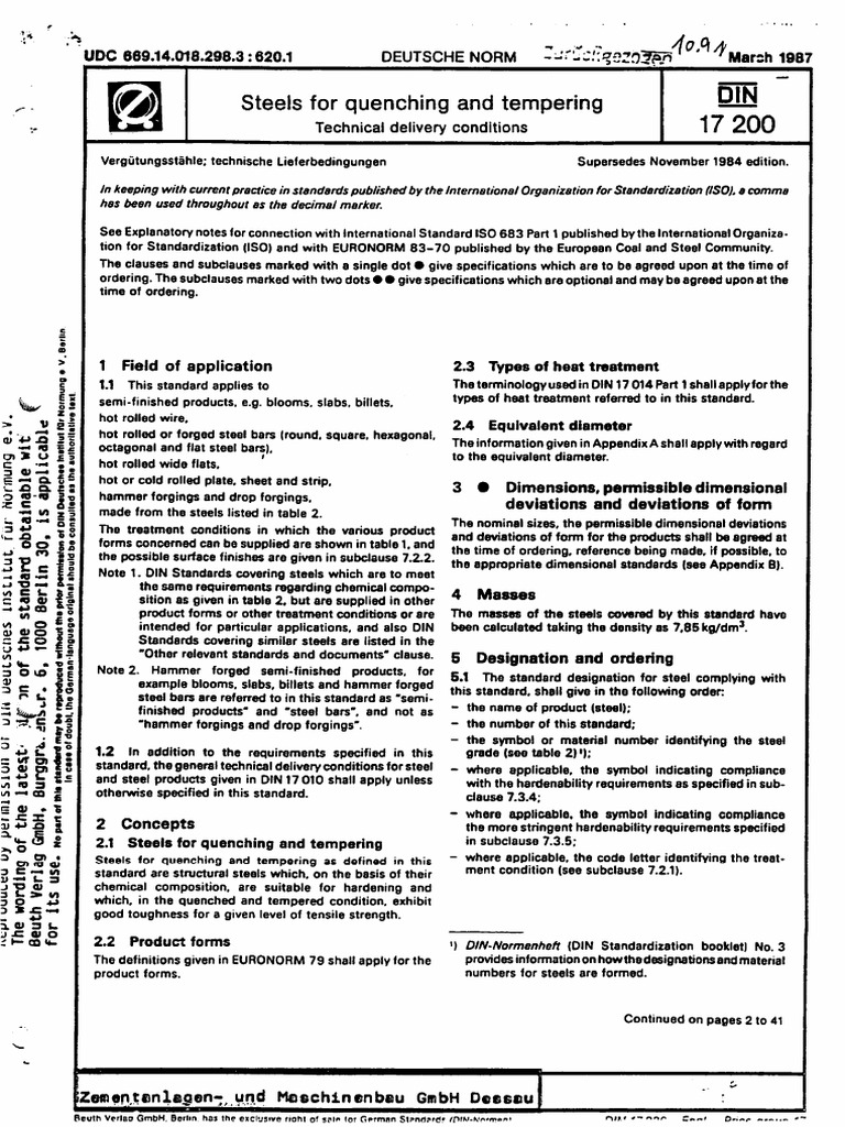 Din en 17200 1987 PDF | PDF