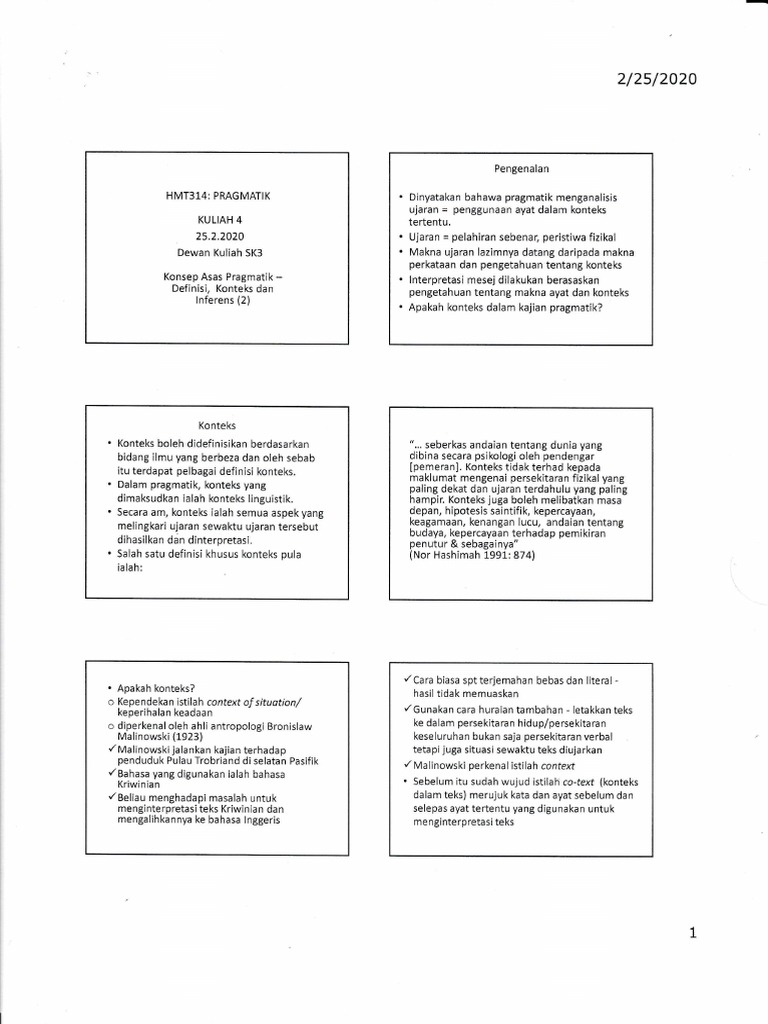 Kuliah 4 HMT 314 Pragmatik | PDF