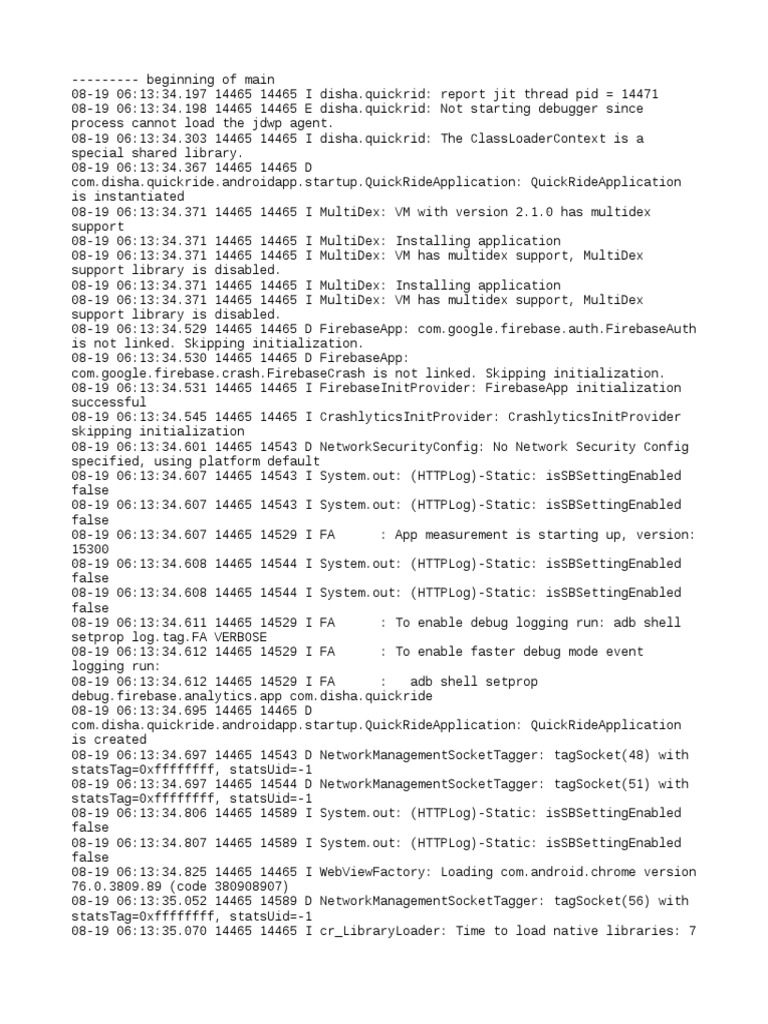 QuickRide Logcat | PDF | Java (Programming Language) | Operating System Technology