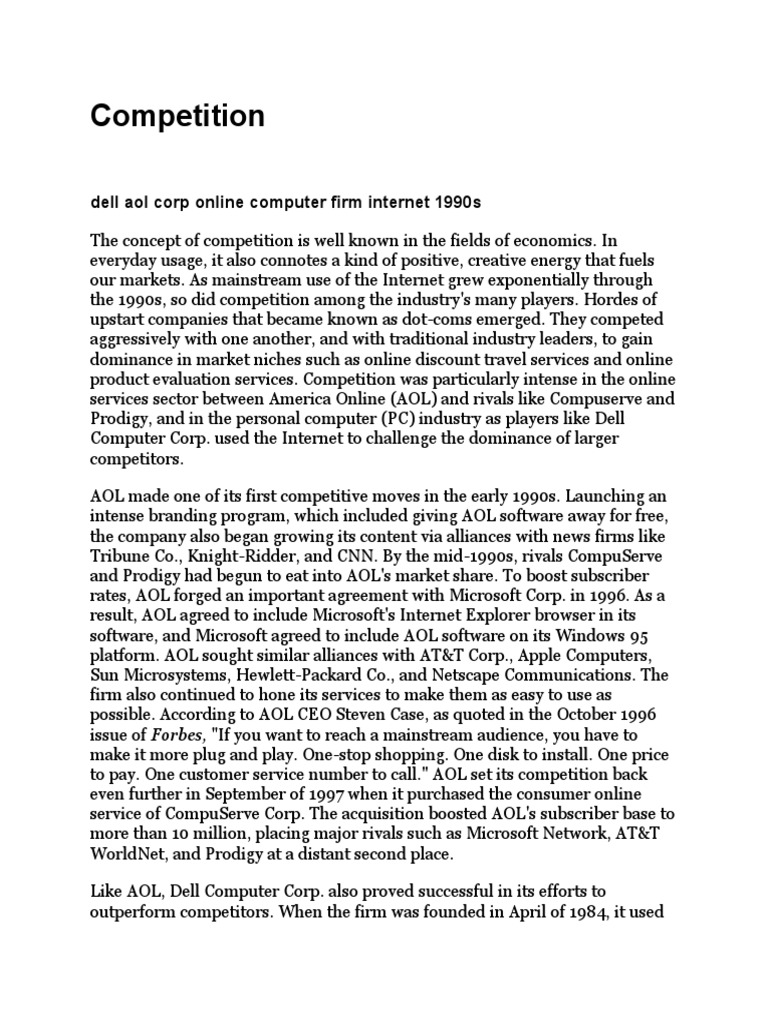 1990s Internet Competition: AOL vs. Dell | PDF | Dell | Aol