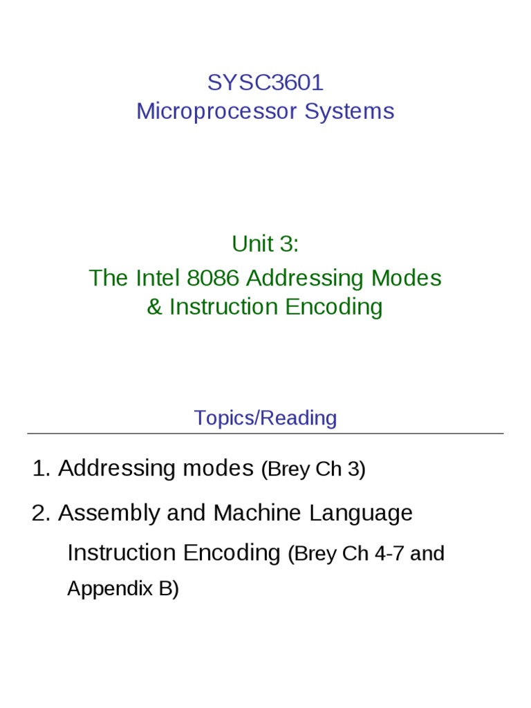 SYSC3601-Slides-03-Intel Addressing Modes and Instruction Encoding PDF ...