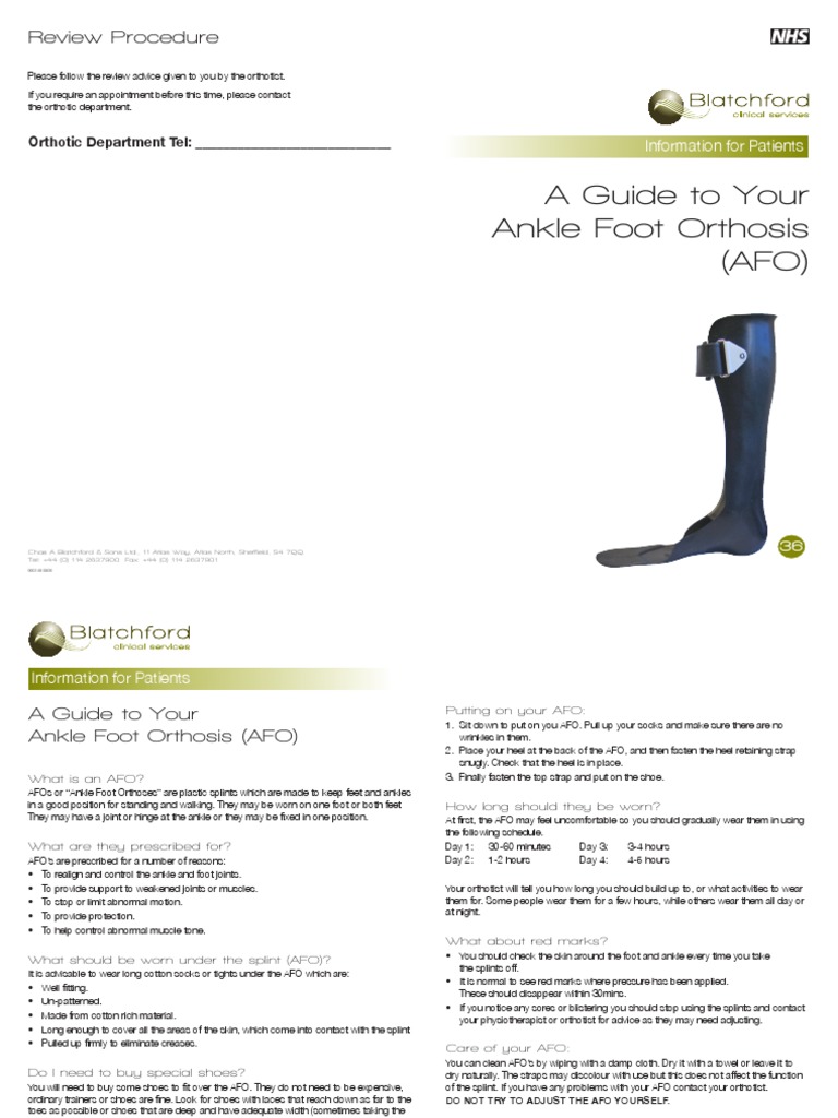 Guide to Ankle Foot Orthoses (AFOs | PDF | Foot