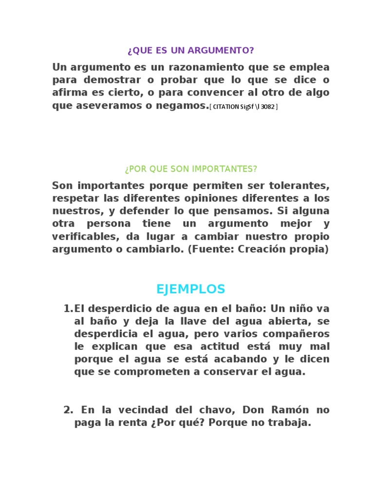 Definición y Ejemplos de Argumento | PDF | Argumento