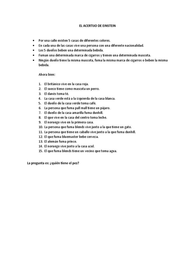 El Acertijo de Einstein | PDF