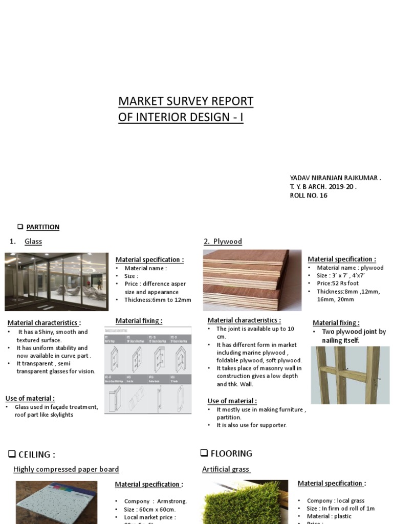 Interior Design Material Survey Report | PDF | Plywood | Civil Engineering