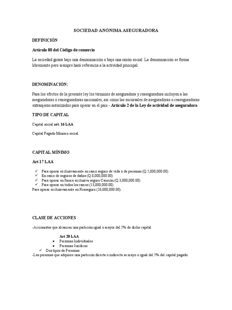 Sociedad Anónima Aseguradora | PDF | Reaseguro | Seguro