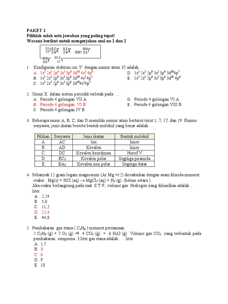 Latihan Soal UN Kimia SMA 2015 | PDF