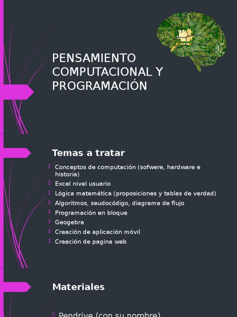 Pensamiento Computacional y Programación | PDF | Hardware de la ...