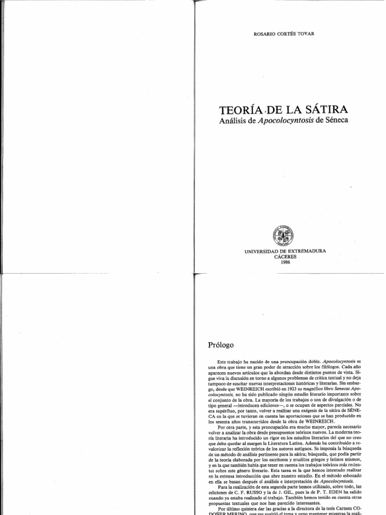 Teoria de La Satira. Analisis de Apocolo PDF | PDF